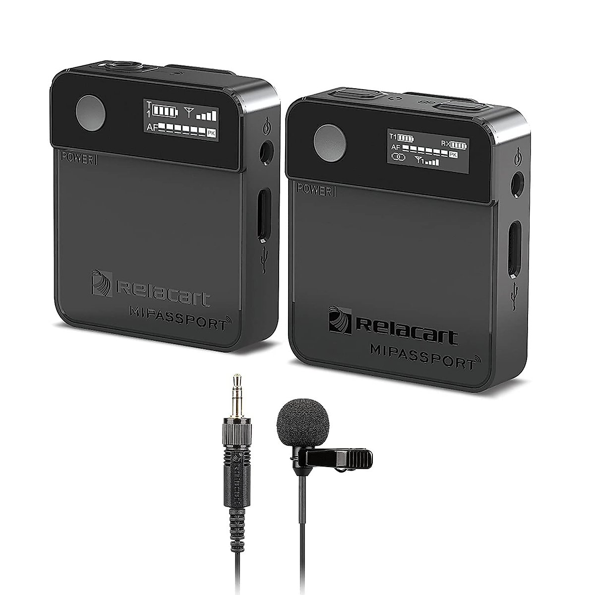 RELACART Wireless Lavalier Microphone System, Mi1 2.4GHz Wireless Lapel Mic with 1 Transmitter, 1 Receiver and 1 Lavalier Microphone Compatible with DSLR, Camera, Camcorder, Smartphone, iPhone