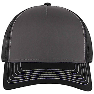 The Vintage Year Plain Cotton Structured Mesh Adjustable Trucker Sports Baseball Cap (Black/Charcoal Gray/Black)