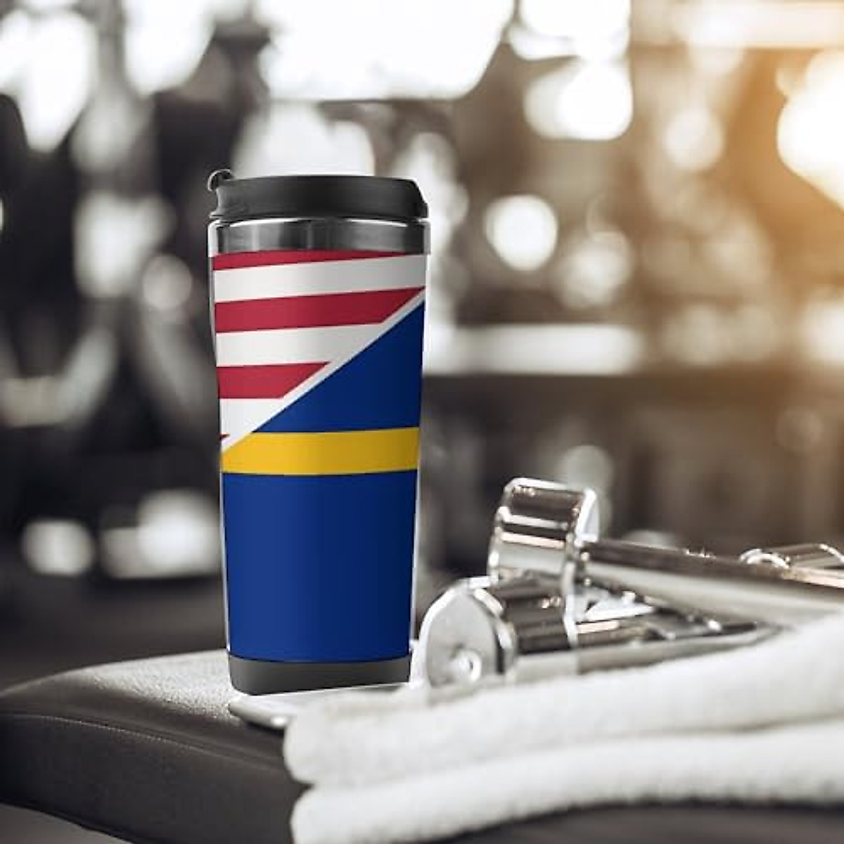 U.S.A. and Nauru Flags Travel Coffee Mug Reusable Insulated Drinking Cup with Lid for Home Outdoor Works 13 Oz