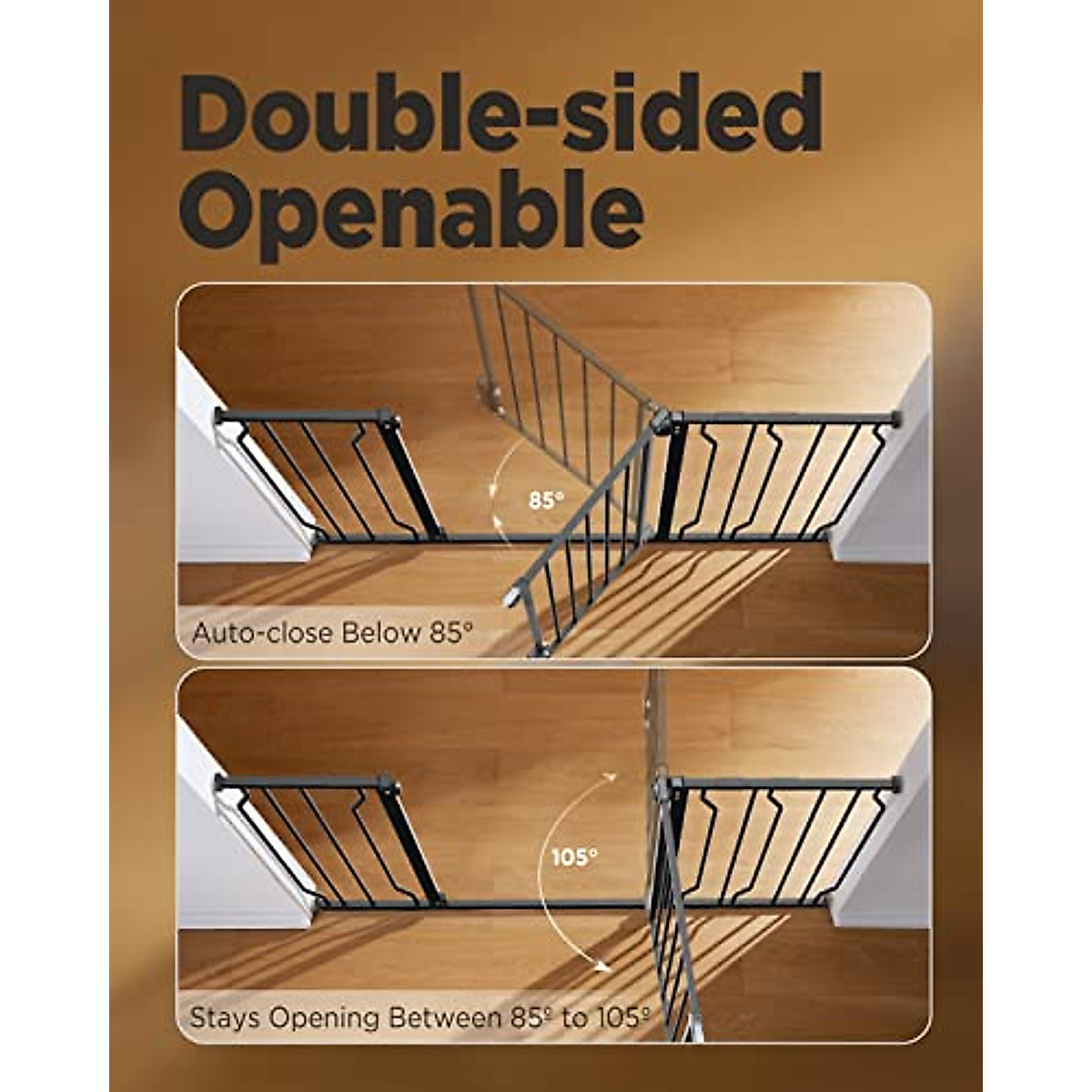 Ciays Baby Gate 29.5” to 53.1”, 30-in Height Extra Wide Dog Gate for Stairs, Doorways and House, Auto-Close Safety Metal Child Gate for Dogs with Alarm, Pressure Mounted