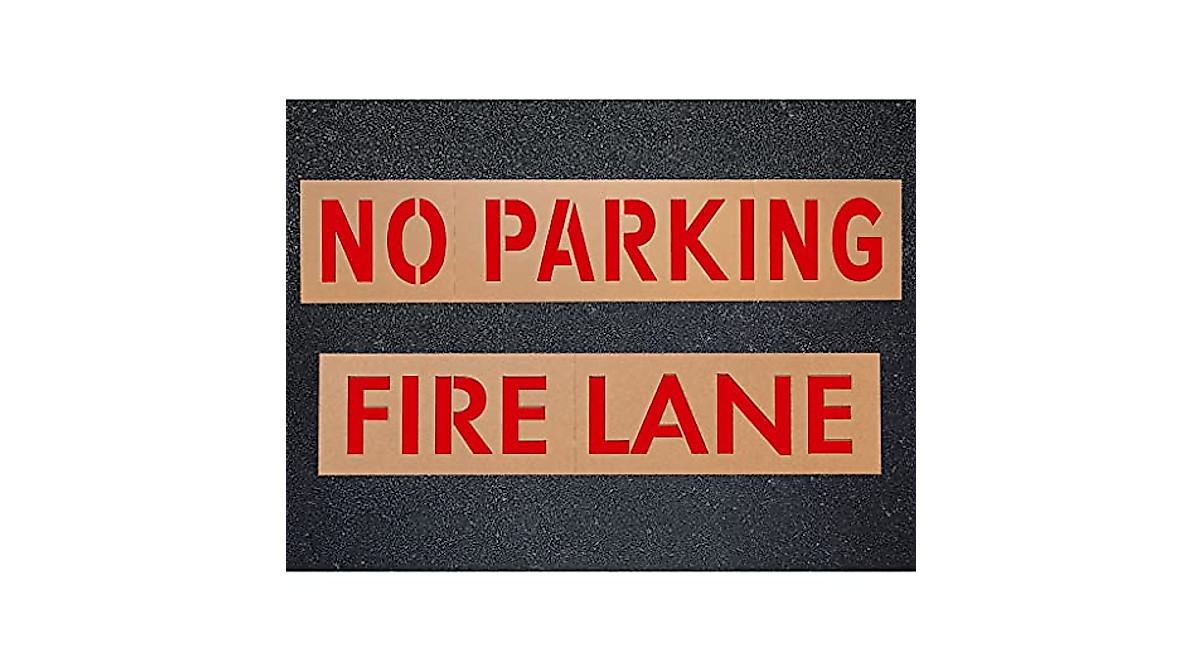 Fire Lane No Parking Stencil for Parking Lot - Reusable USA Made Markings