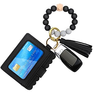 Unistybag Wristlet Keychain for Women Silicone Key Ring Bracelet Wristlet Wallet Bracelet Keychain Card Holder Keyring