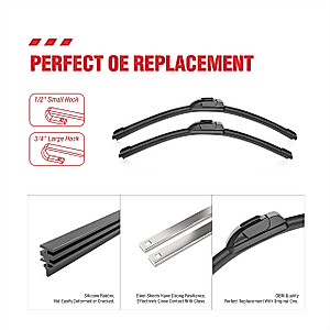 28 & 13 Inch Pack of 2 Windshield Wiper Blades Fit for 22-19 Toyota Corolla/19-12 Toyota Prius C/17-13 Hyundai Elantra GT/20-09 Honda Fit+More Hook Adapter …