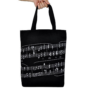 COCOMK Reusable Grocery Bags,Music bag,Canvas Tote Bag Perfect for Shopping,Laptop,School Books Medium