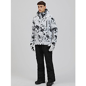 GS SNOWING Men's Jacket and Pants Set Insulated Waterproof Waterproof Snowboard Snowsuits for Snow Sport (Black02, L)