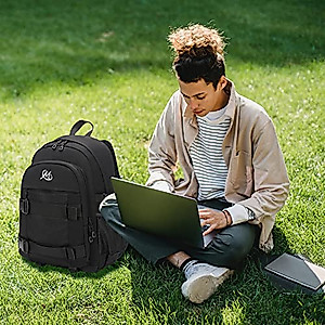 MIRLEWAIY Classical Casual Large Boys Daypack Black Travel Laptop Backpack School Bookbag Work Bag For College student water-resistent, Black