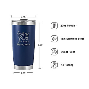 DLOCCOLD Thank You Gifts, Valentine's Day Gifts, Thank You for Being Awesome Tumbler, Administrative Day Gift