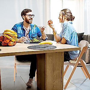 Kigley 2 Pack Folding Chairs with Padded Seats and Removable Cover, Wooden Foldable Dining Chairs Stackable Padded Single Folding Chairs for Home Office Wedding Party Events Indoor Outdoor, Khaki