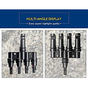 Hovico 1 Pair Solar Panel Connector MC-4 T Branch Connectors Cable Coupler Combiner - 1 Male to 4 Female (M/4F) and 1 Female to 4 Male(F/4M) for Parallel Connection Between Solar Panels