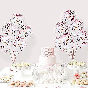 Rose Gold Confetti Balloons 12 Inches(20-Pack), Shiny Party Balloons with Metallic Rose Gold Confetti Pre-filled, Kids' Birthday Balloon, Party Decoration for Wedding, Bridal Shower, Baby Shower