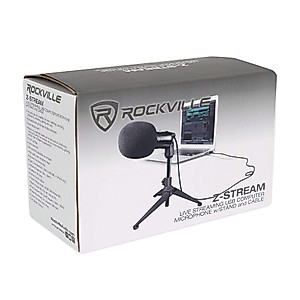 Rockville Z-Stream USB Condenser Computer Microphone YouTube Zoom Podcasting Mic Bundle RockPop Double Screen Recording Mic Pop Filter w/Metal Gooseneck Clamp