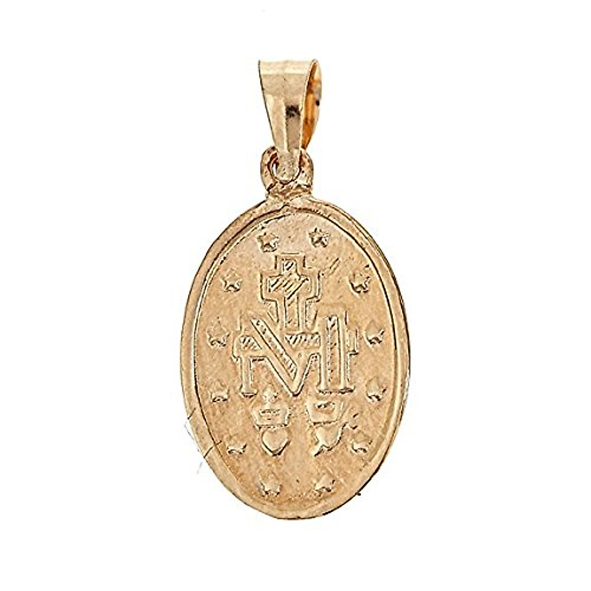 Ritastephens 14k | Yellow Gold Small Miraculous Virgin Mary Medal Charm | Pendant Chain Necklace | 18 Inches