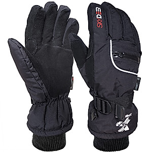 SKYDEER Waterproof Deerskin Suede Leather Ski Gloves for Snowboarding, Skiing, Ice Fishing, Snowmobile, Ice Skating, Hiking, Kayaking (SD8650T/M)