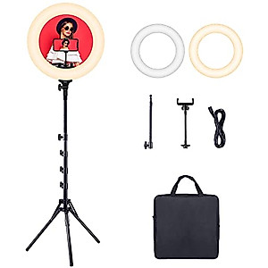 18" LED Ring Light with 72" Adjustable Stand, 4800LM 3000K-6500K 432pcs SMD LED CRI 90+ Dimmable Ring Light Kit for Camera, YouTube, Makeup, Portrait Shooting