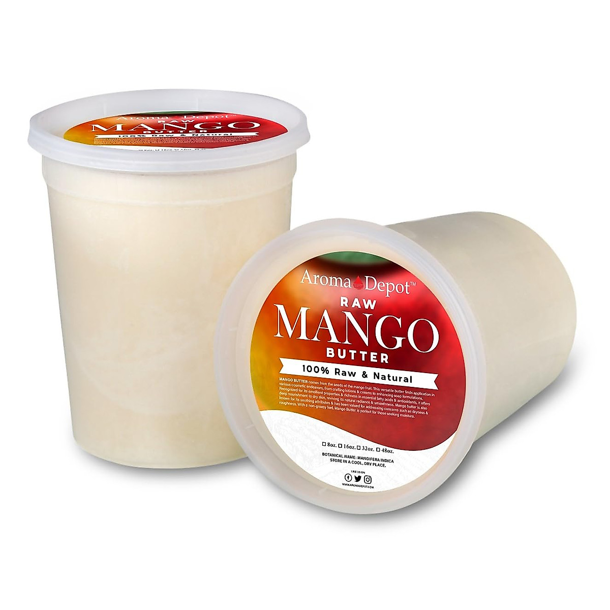 Aroma Depot 2 lb / 32 oz Raw Mango Butter Unrefined 100% Natural Pure Great for Skin, Body, Hair Care. DYI Body Butter, Lotions, Creams Reduces Fine Lines, Wrinkles, used for eczema psoriasis