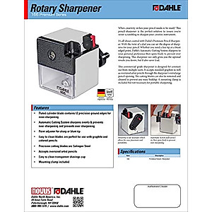 Dahle 166 Premium Pencil Sharpener w/Point Adjuster & Automatic Cutting System, Accepts Graphite & Oversized Artist Pencils