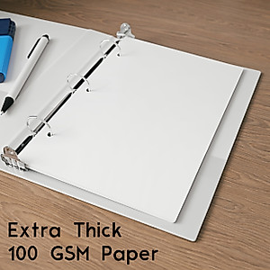 Half Letter Blank Paper, 3-Hole Punched, 250 Sheets/500 Pages, 100 GSM, Printer Paper Binder Refill, 5.5 in. x 8.5 in.