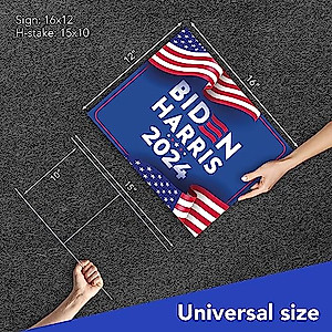 Biden Harris 2024 Yard Sign - 16x12 Coroplast Double Sided Biden for President Yard Sign - Joe Biden Lawn Sign - Biden Harris Sign for Yard, Window