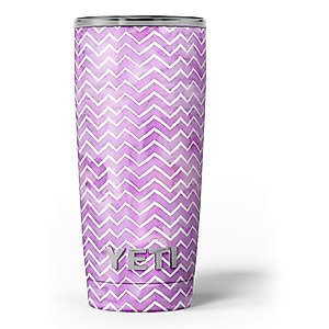 Design Skinz White Chevron Over Purple Grunge Surface - Skin Decal Vinyl Wrap Kit Compatible with The Yeti Rambler Cooler Tumbler Cups