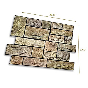 Retro-Art 3D Wall Panels, Pack of 6, Stacked Natural Limestone in Light Brown, PVC, 17.5" x 23.75", Cover 17.31 sq.ft. 566CY
