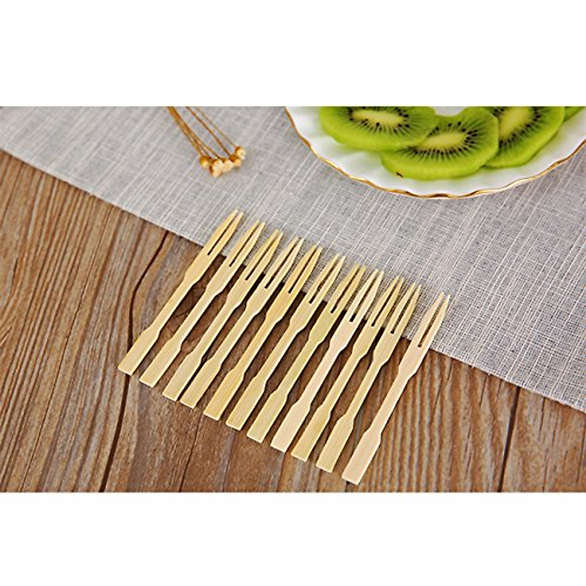 UPlama 600Pcs Bamboo Forks,Wooden Appetizer Forks for Appetizer, Cocktail, Fruit, Pastry, Dessert,3.4inch