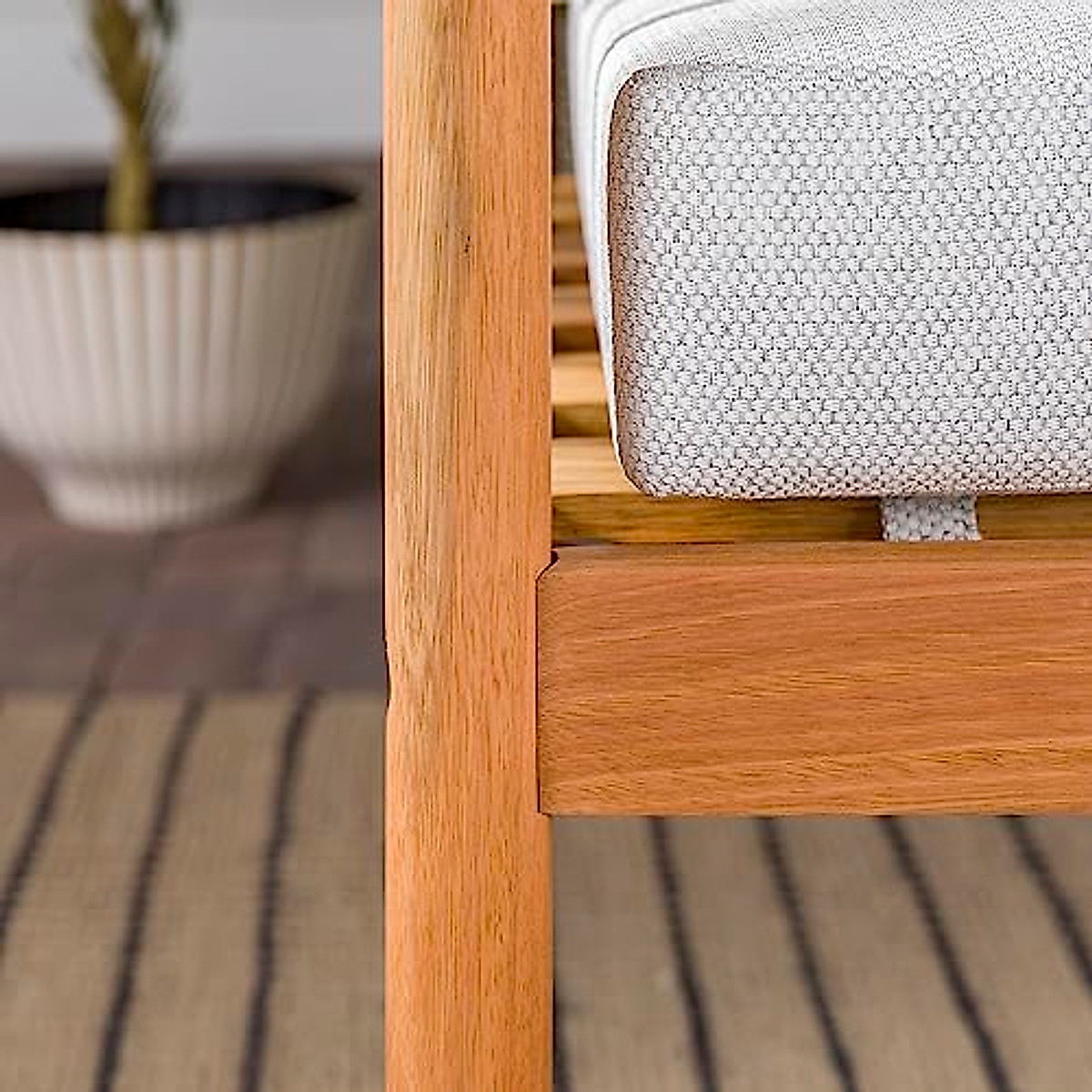 Walker Edison Dekian Modern Outdoor Spindle Style Triple Lounge, 75 Inch, Natural