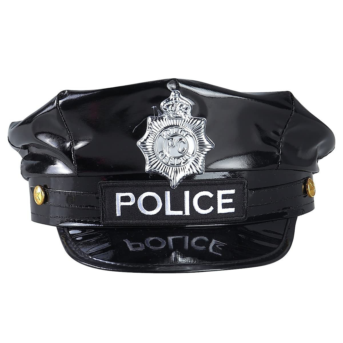 BinaryABC Police Hat Badge,Cop Hat,Officer Hat, Halloween Costume Cosplay Party Accessories (Black)