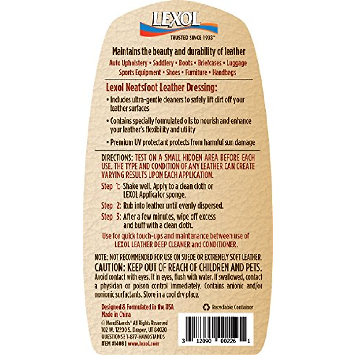 Lexol E300887100 nF Neatsfoot Leather Dressing Non-Darkening 8 oz.(236-mL)