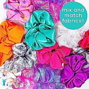 Just My Style D.I.Y. Scrunchie Maker by Horizon Group USA, Design Your Own Colorful Satin Scrunchies Hair Bands, Easy-to-Use Tool & Gemstones Included