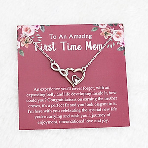 MYOSPARK Mommy To Be Gift New Mom Necklace First Time Mom Message Card Jewelry Baby Announcement Jewelry Gift (First Time Mom Card NL)