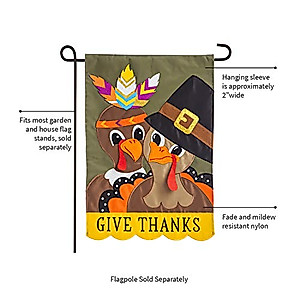 Evergreen Flag Embellished Pilgrim Couple Applique Garden Flag - 12.5 x 18 Inches Outdoor Decor for Homes and Gardens