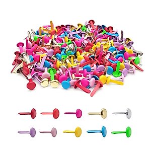 Quacc 200pcs Multicolor Split Pins Round Scrapbooking Brads Split Pins Paper Fasteners Brads for Craft Art Crafting School Project Decorative Scrapbooking DIY Supplies (0.24 x 0.5Inch)