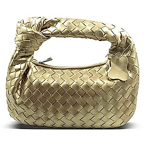 JBB Woven Handbag Bag for Women Leather Shoulder Bags Knotted Purse Soft Mini Hobo Clutch