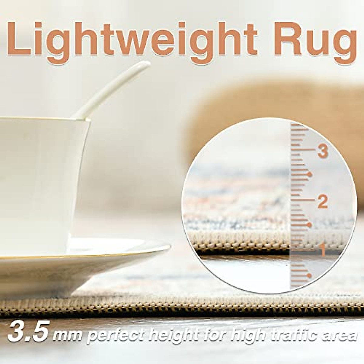 jinchan Persian Vintage Area Rug 5x7 Indoor Floor Cover Print Distressed Carpet Brick Red Multi Thin Rug Chenille Mat Foldable Accent Rug Lightweight Kitchen Living Room Bedroom Dining Room