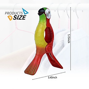 Beach Towel Clips for Chair Jumbo Size Plastic Clothes Pegs for Pool Lounger Secure Clips for Beach Chairs (Parrot-C 2 PCS)