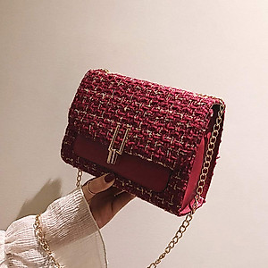 BOLUBILUY Women's Elegant Messenger Bag,Fashion Button Woolen Simple Design Chain Shoulder Bag Messenger Bag Purse Phone