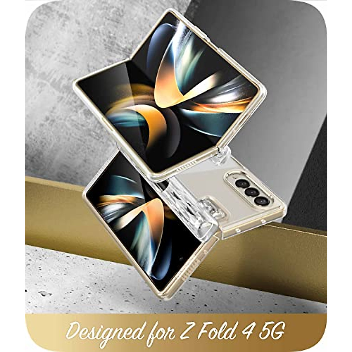 i-Blason Cosmo Series for Samsung Galaxy Z Fold 4 Case with Pen Holder 5G (2022), Stylish Protective Bumper Z Fold 4 Clear Case with Built-in Screen Protector (Clear)