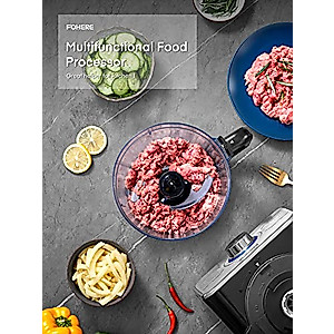 FOHERE Food Processor 12-Cup Vegetable Chopper with 3 Speeds Setting and LED light, Simple Operation for Dicing, Slicing, Shredding, Mincing, and Pureeing, 600W