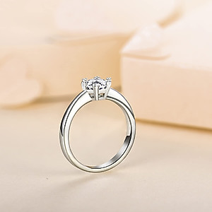 YL Solitaire Engagement Rings 925 Sterling Silver 18K White Gold Plated Round 6mm Cubic Zirconia Wedding Jewelry for Women-size6