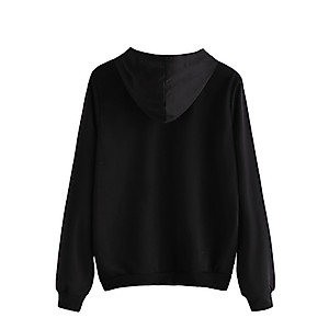 SweatyRocks Sweatshirt Women's Long Sleeve Pullover Sweatshirt Hoodie Black Letter Medium