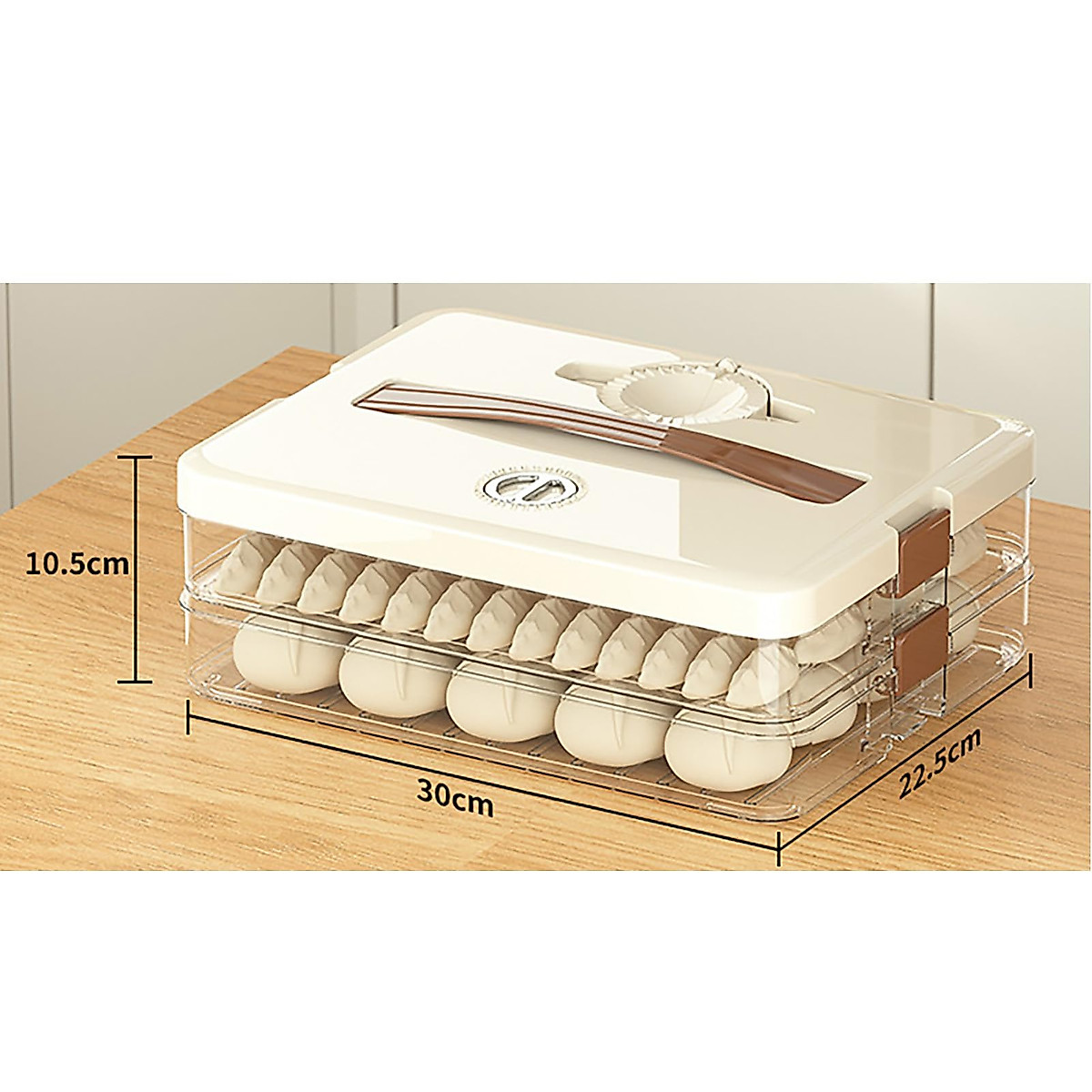Dumpling Storage Box with Lids, Large Capacity Stackable Food Containers, Multi Layer Transparent Plastic Airtight Food Container Kitchen Supplies for Kitchen Fridge (2 Layers)