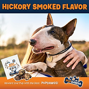 PUPDAWGS Single Ingredient Dog Bone Made in USA - Beef Knee Caps - 100% Natural Dog Bones for Aggressive Chewers - from USDA Inspected Beef - Hickory Smoked - Individually Wrapped (10 Piece Pack)