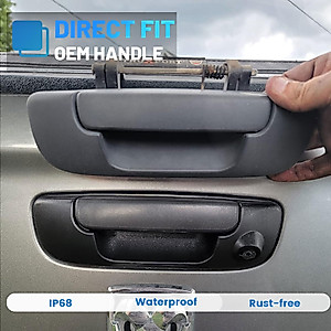 EWAY Tailgate Handle Backup Camera for 2002-2008 Dodge RAM 1500 2500 3500 Tailgate Latch Door Handle Aftermarket Reverse Reversing Back Up Rear View Camera RCA Connector w/ 26FT Extension Harness