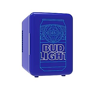 CURTIS MIS152BULT Bud Light, Mini Portable Compact Personal Fridge Cooler, 4 Liter Capacity Chills Six 12 oz Cans, 100% Freon-Free & Eco Friendly, 6, Navy