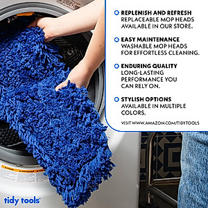 Tidy Tools Commercial Dust Mop & Floor Sweeper – 24 x 5 in. Cotton Nylon Reusable Mop Head, 63 in. Wooden Broom Handle – Industrial Dust Mops for Floor Cleaning & Janitorial Supplies, Blue