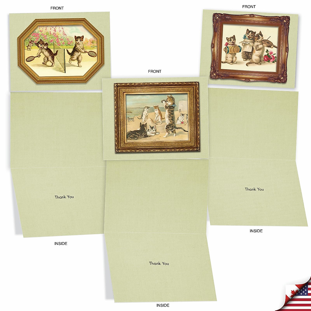 The Best Card Company - 10 Thank You Assortment Note Cards w/Envelopes, Assorted Set of Thank You Cards4 x 5.12 inch - Funny Feline M1737TY