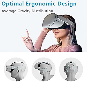 Saqico Head Strap for Oculus Quest 2, 3-in-1 Adjustable Halo Headband, Replacement for Elite Strap, Enhanced Comfort and Gaming Immersion VR Accessories Compatible with Oculus/Meta Quest 2