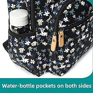 Leaper Water-resistant Floral Laptop Backpack Travel Bag Bookbags Satchel (White-Sunflower)