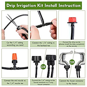 Flantor Drip Irrigation Kit, Garden Irrigation System 1/4" Blank Distribution Tubing Watering Drip Kit/DIY Saving Water Automatic Watering System for Garden, Greenhouse, Flower Bed, Patio, Lawn