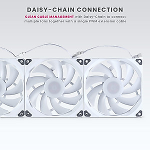 Phanteks (PH-F140SK_DRGB_PWM_WT01_3P) SK140 DRGB PWM Fan 3Pack – 3X 140mm Fan, high Airflow Nine-Blade Design, DRGB Lighting, Rubber dampening washers - White